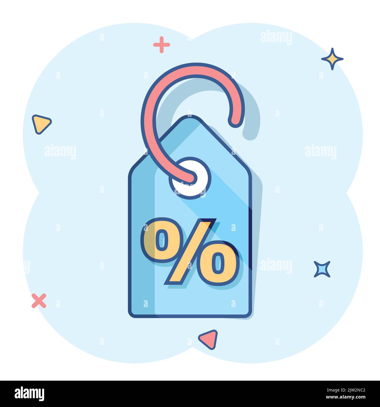 Vector cartoon discount percent tag icon in comic style. Price sale ...