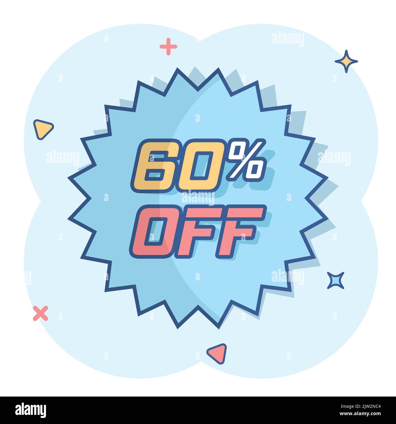 Vector cartoon discount sticker icon in comic style. Sale tag ...