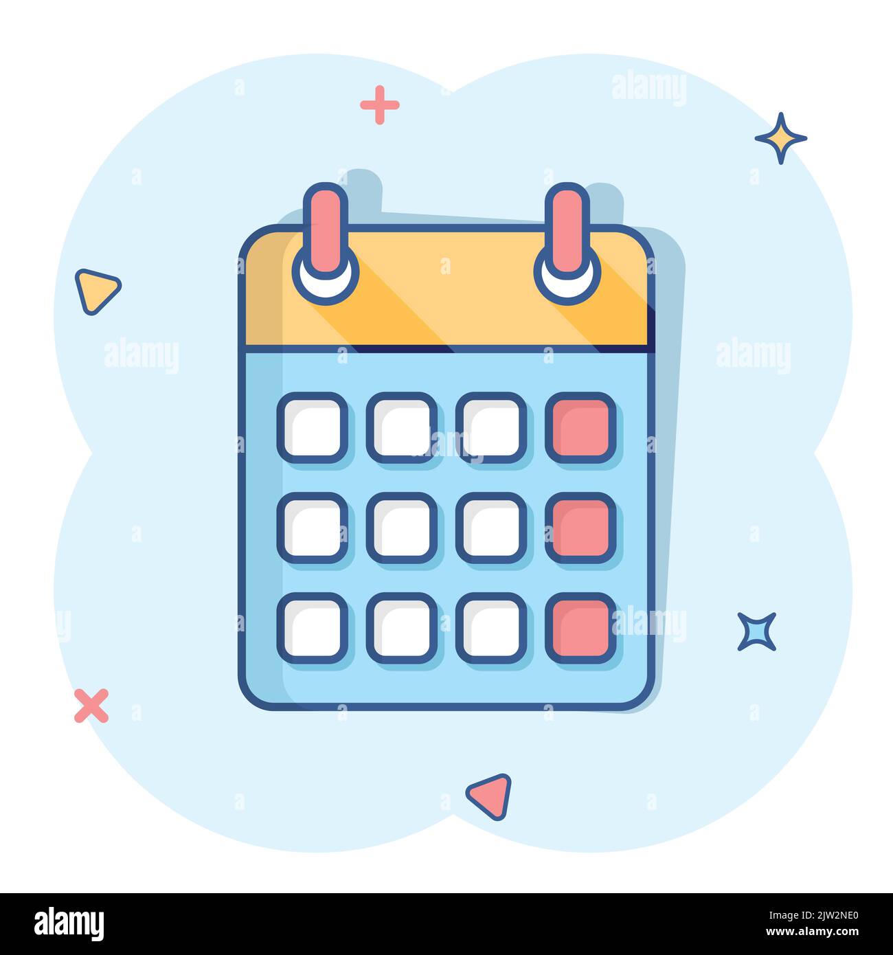 Vector cartoon calendar agenda icon in comic style. Reminder ...