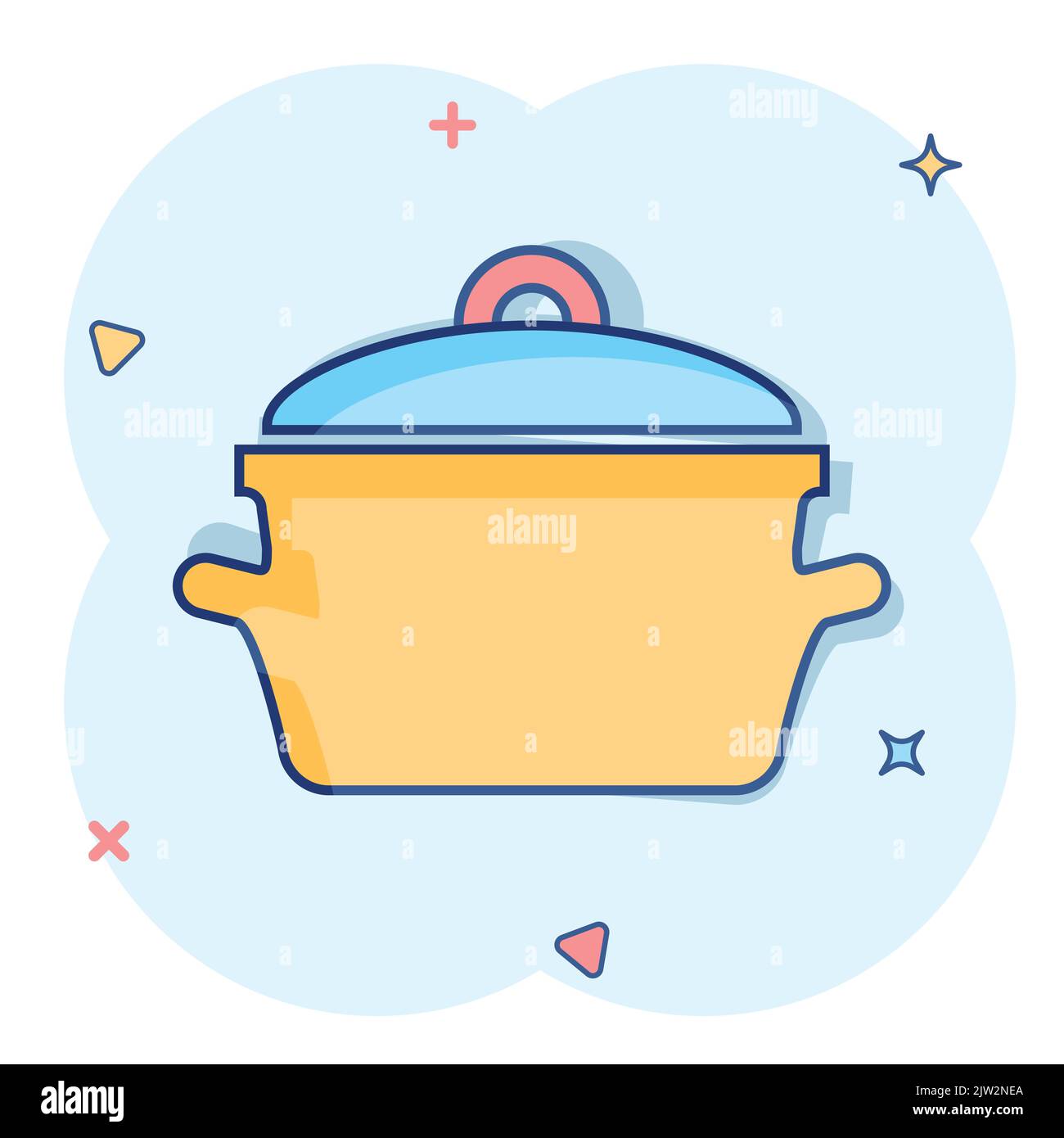 Vector cartoon cooking pan icon in comic style. Kitchen pot concept ...
