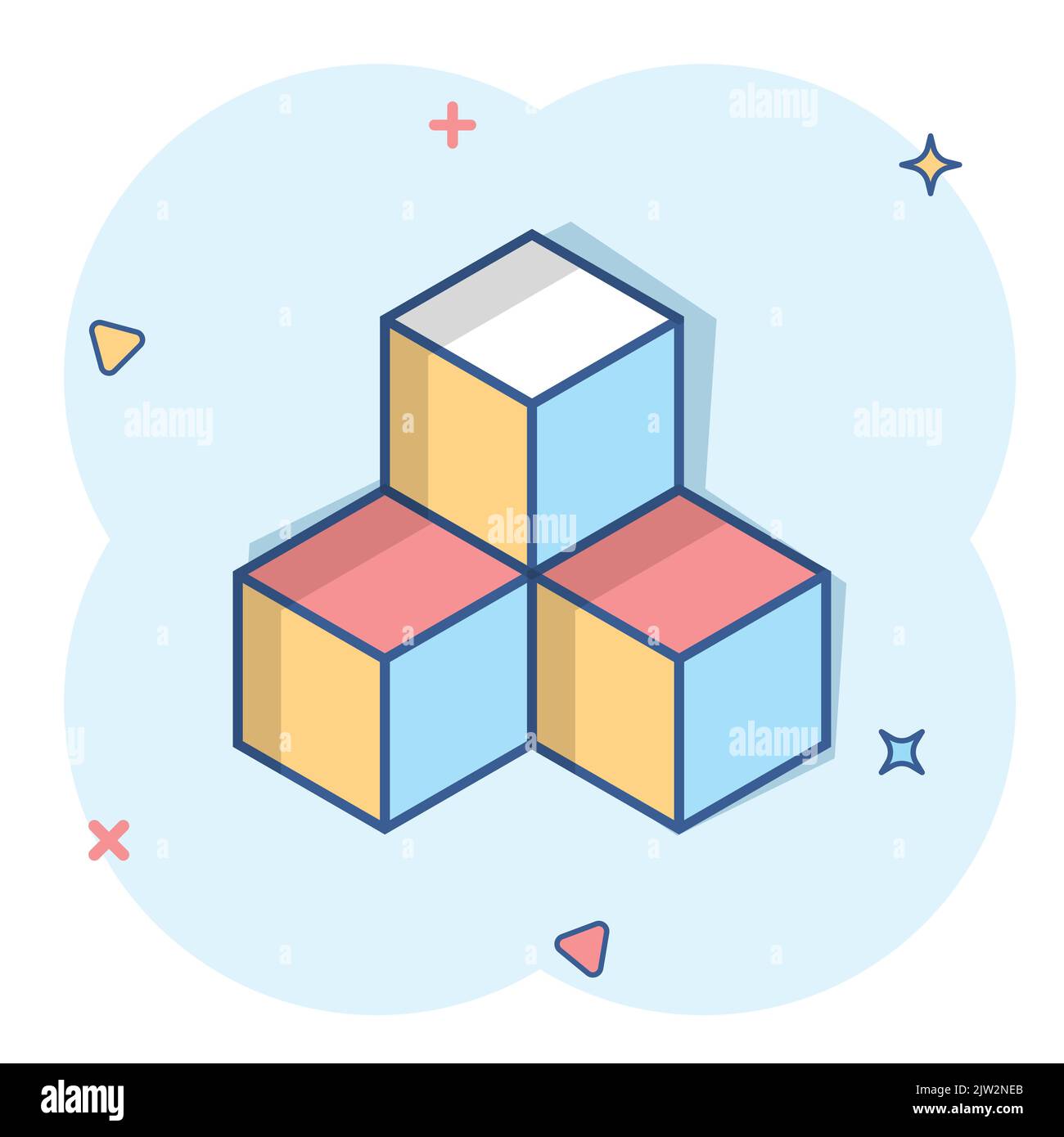 Vector cartoon blockchain technology icon in comic style. Cryptography ...