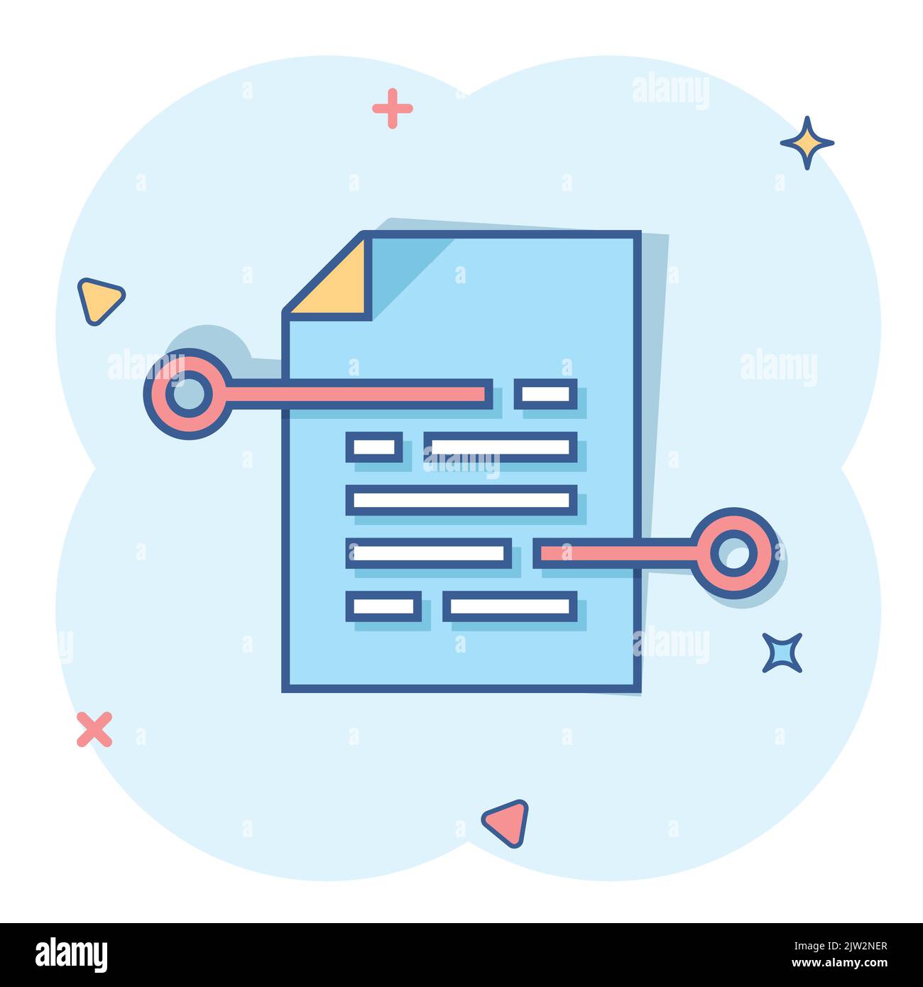 Vector cartoon document paper icon in comic style. Terms sheet concept ...