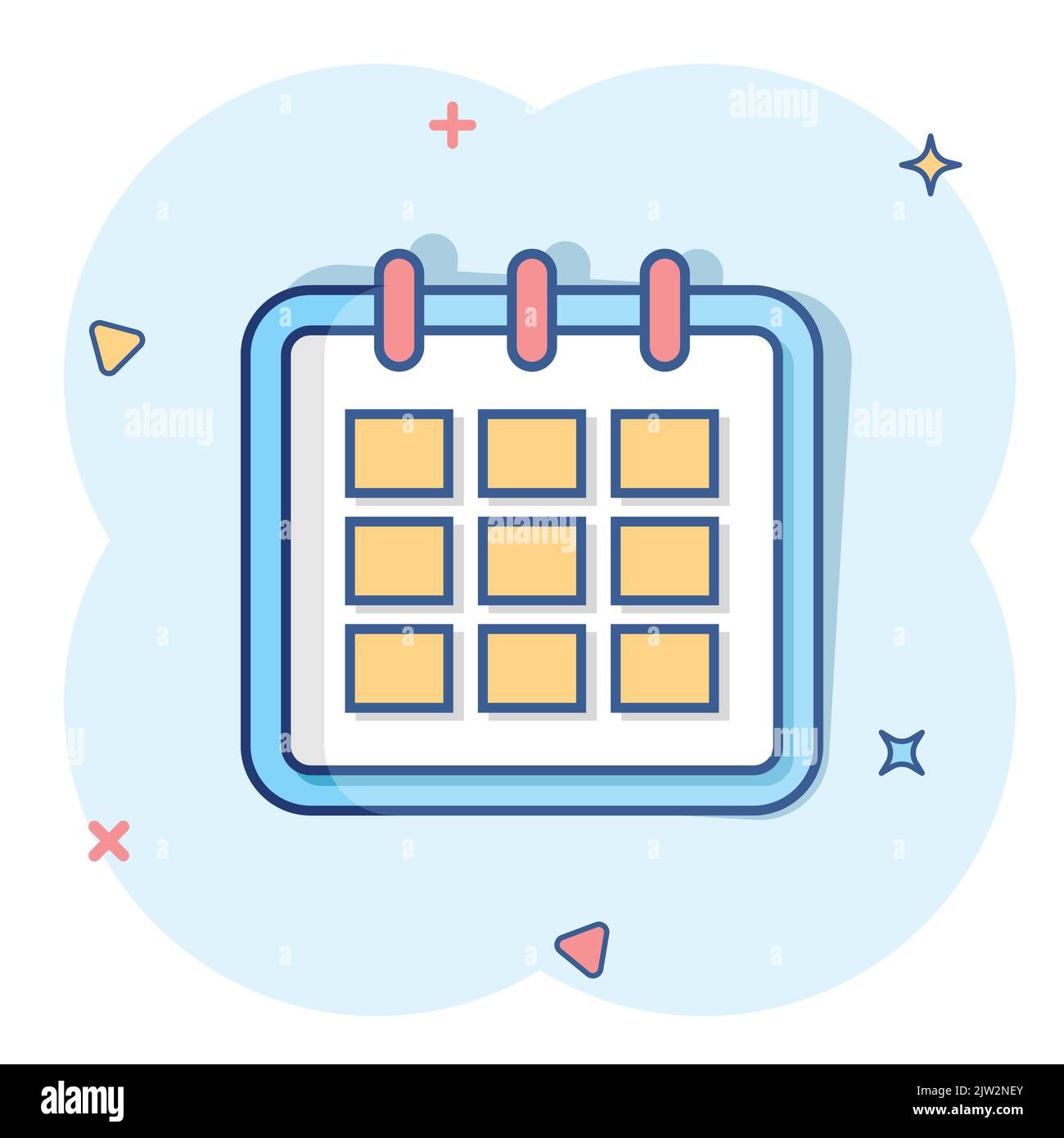 Vector cartoon calendar agenda icon in comic style. Reminder ...