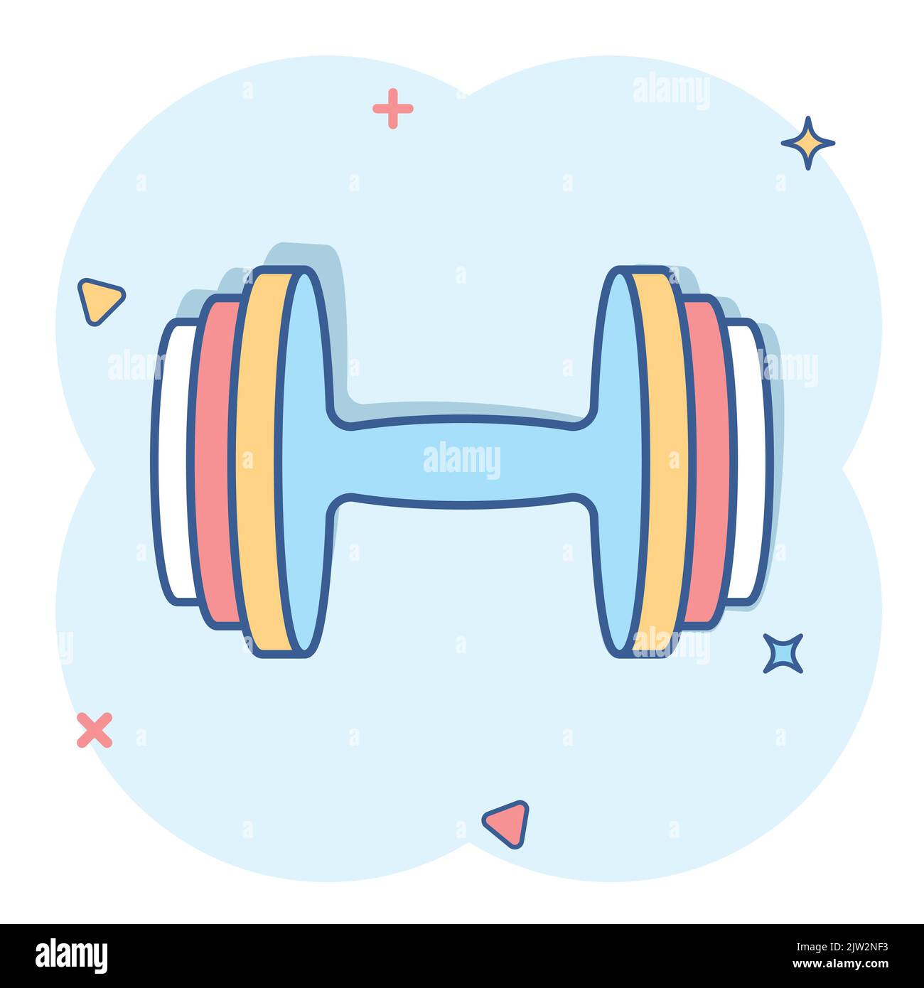 Vector cartoon dumbbell fitness gym icon in comic style. Barbell ...