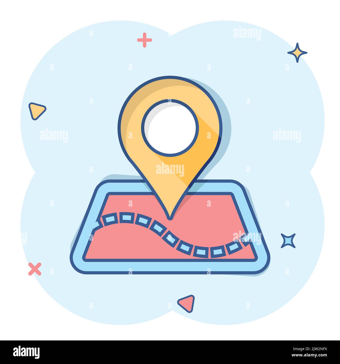 Vector cartoon map pointer icon in comic style. Gps navigation mark illustration pictogram ...