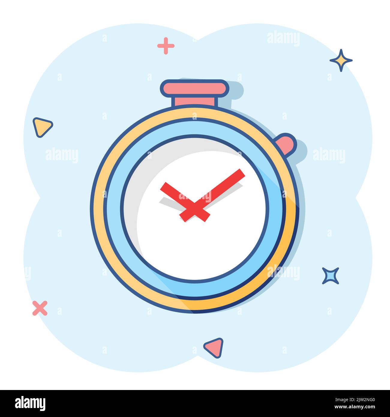 Vector cartoon clock timer icon in comic style. Time alarm concept ...