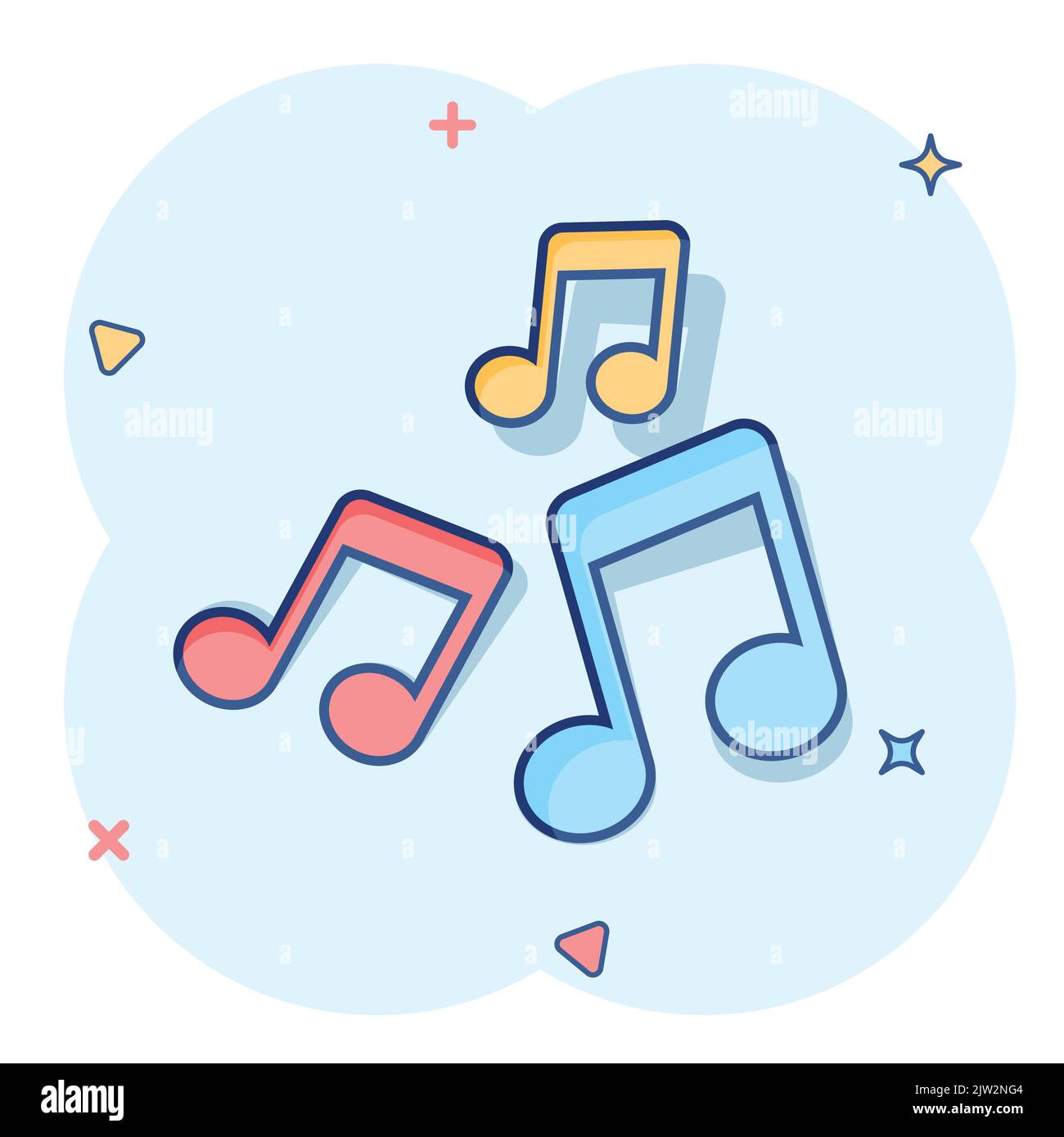 Vector cartoon music note icon in comic style. Sound media concept ...