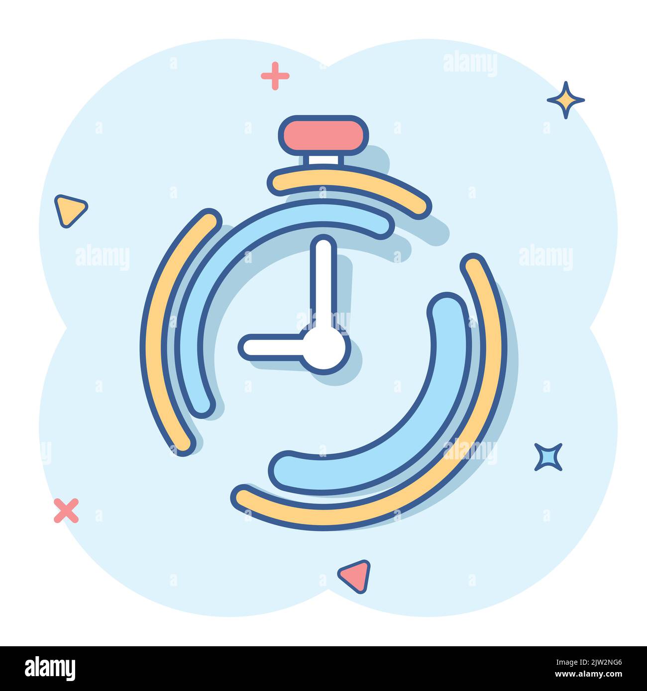 Vector cartoon clock timer icon in comic style. Time alarm concept ...