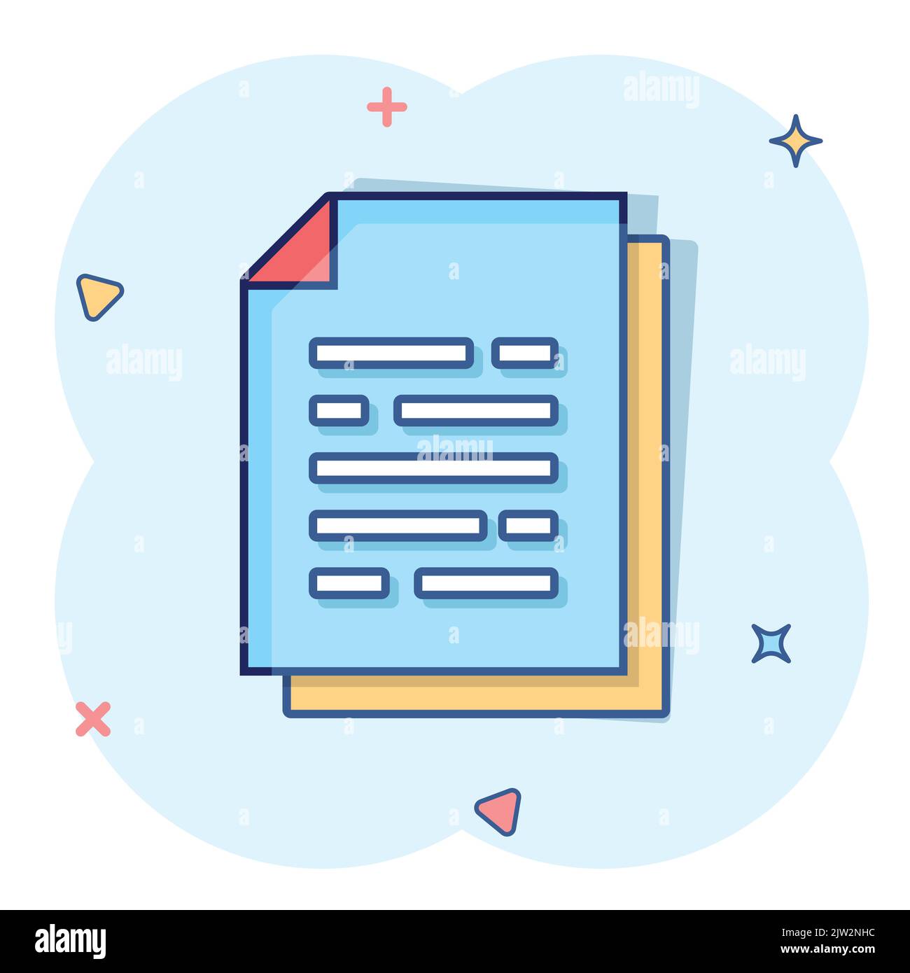 Vector cartoon document paper icon in comic style. Terms sheet concept ...