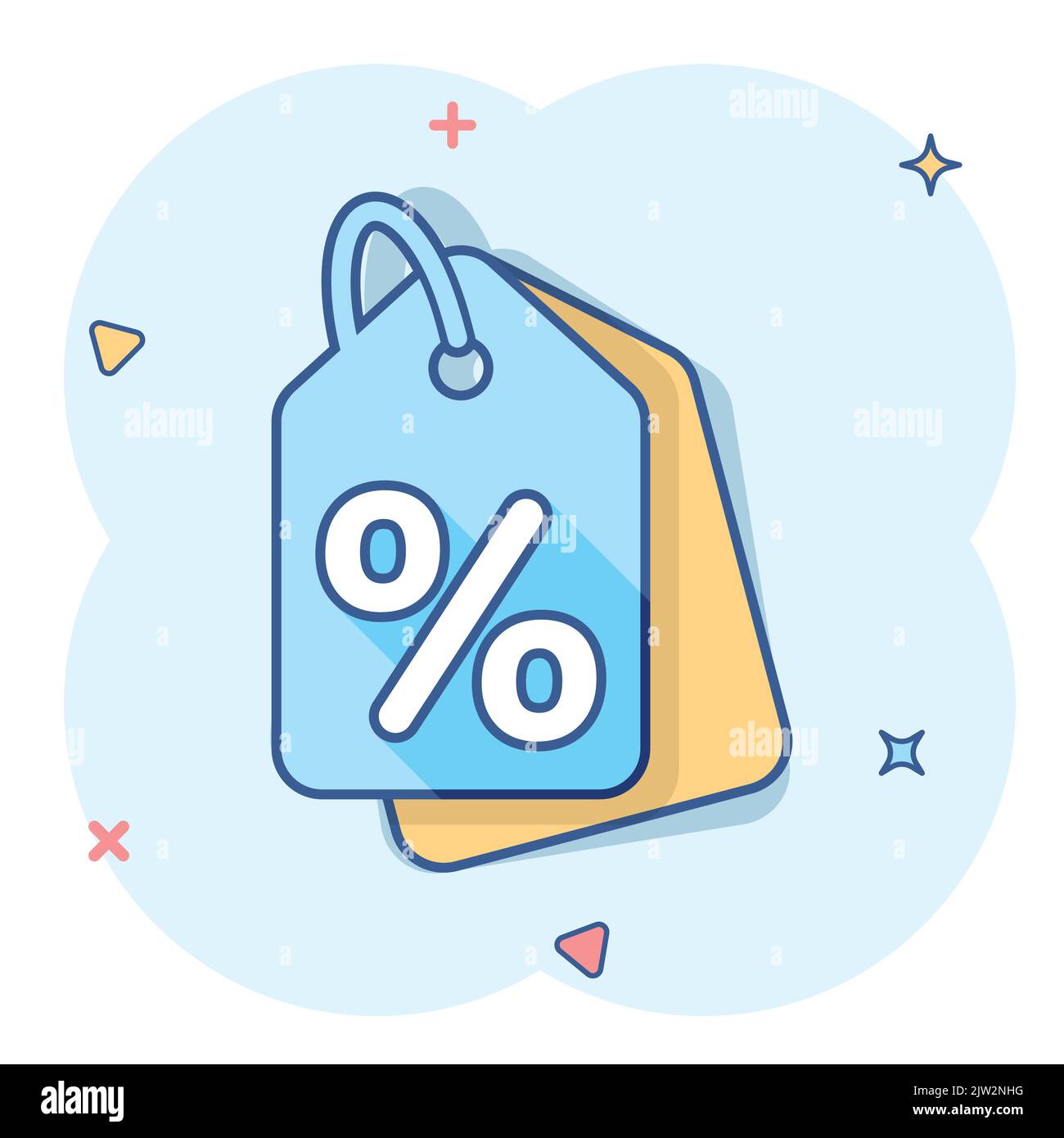 Vector cartoon discount shopping tag icon in comic style. Discount ...