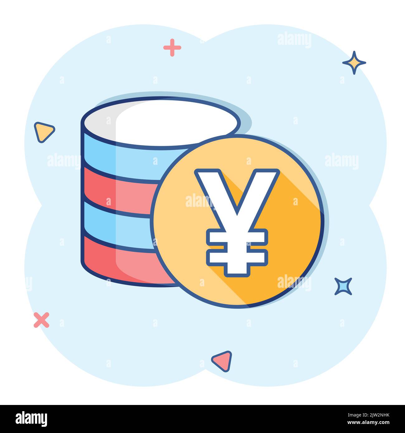 Vector cartoon yen, yuan money currency icon in comic style. Yen coin ...