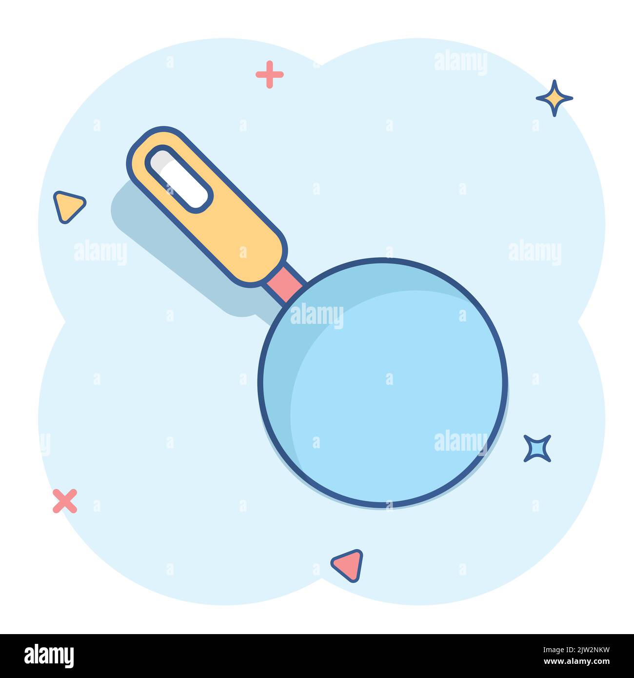 Vector cartoon frying pan icon in comic style. Cooking pan concept ...