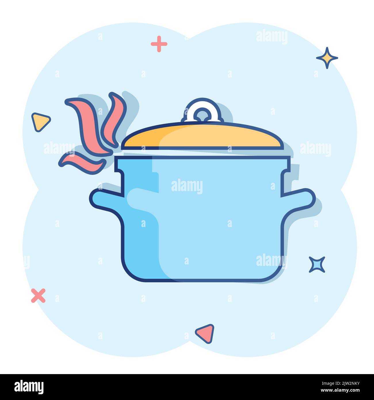 Vector cartoon cooking pan icon in comic style. Kitchen pot concept ...