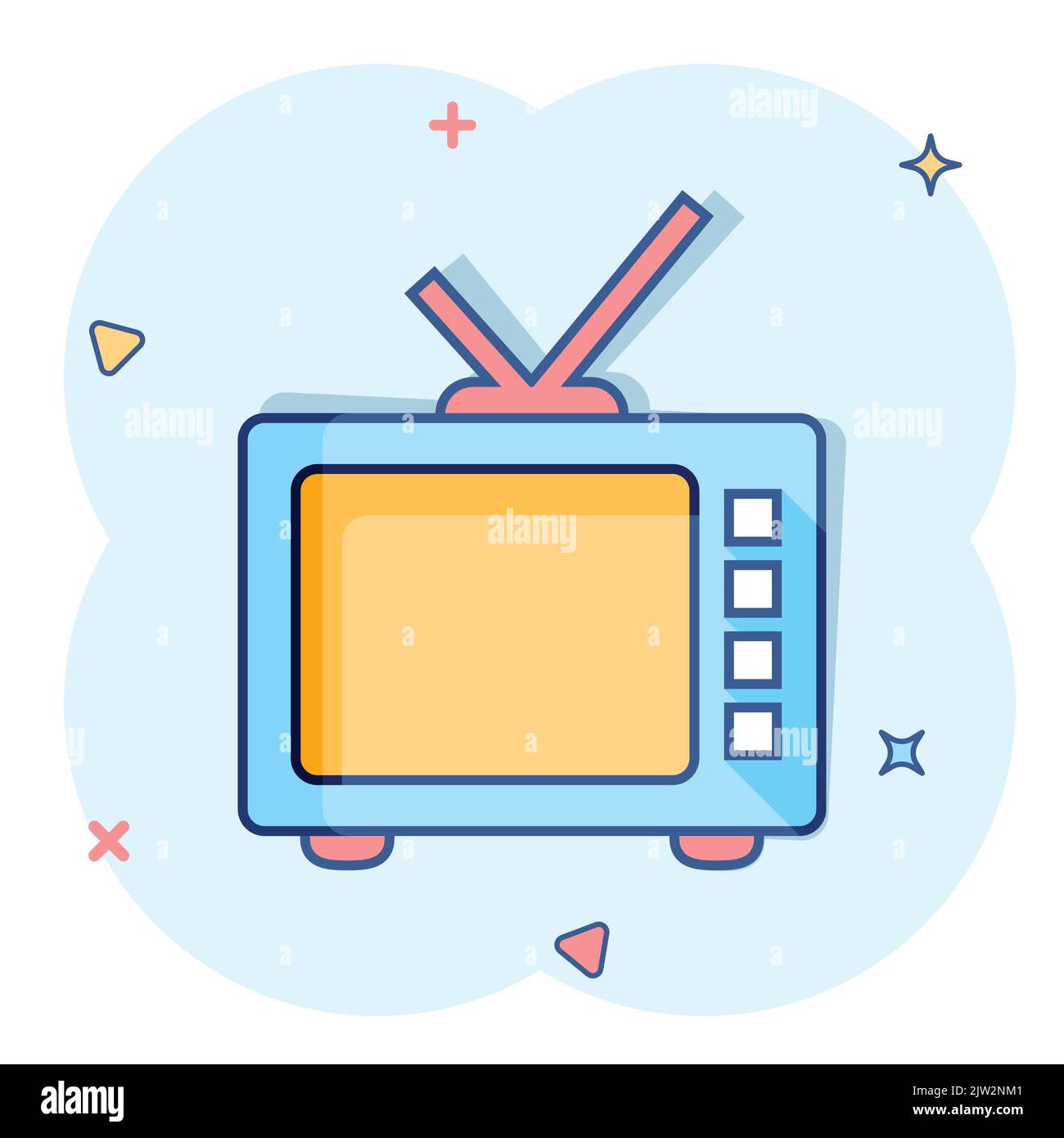 Vector cartoon retro tv screen icon in comic style. Old television ...