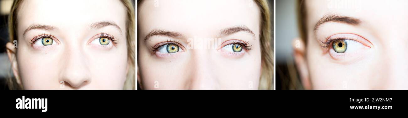 Set of 3 Beautiful female eyes, close up shot Stock Photo - Alamy