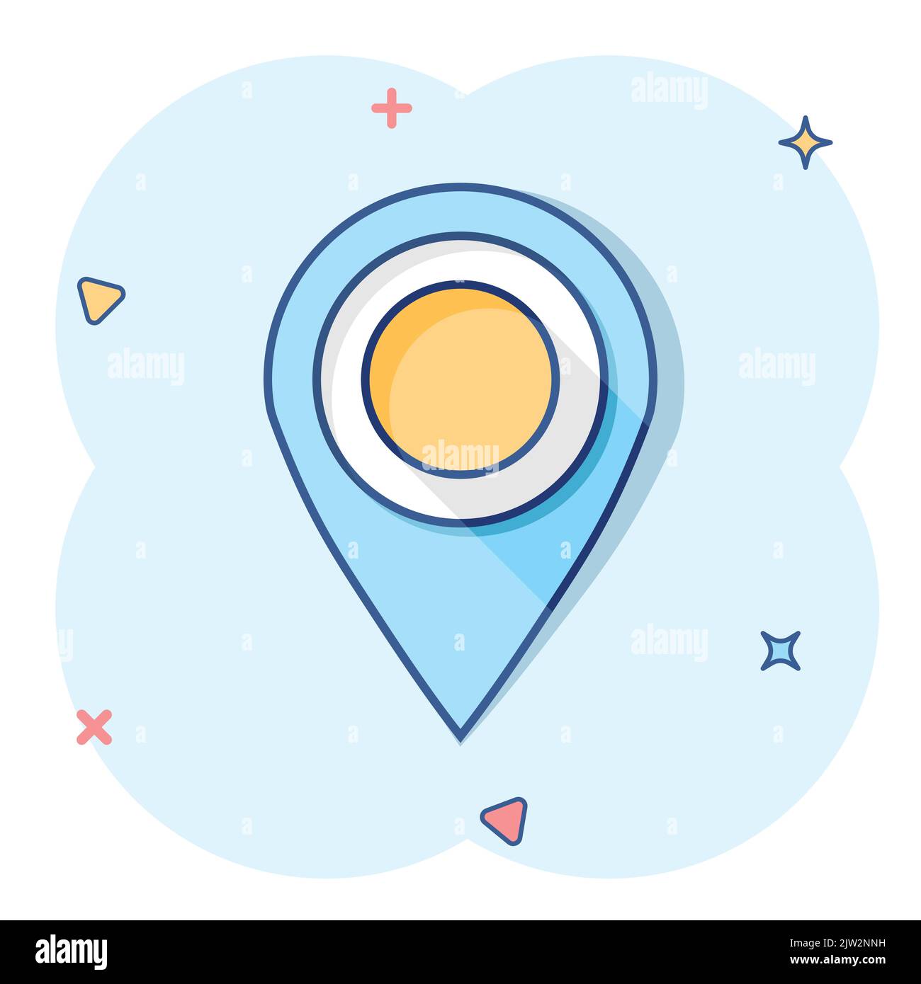 Vector cartoon map pointer icon in comic style. Gps navigation mark illustration pictogram ...
