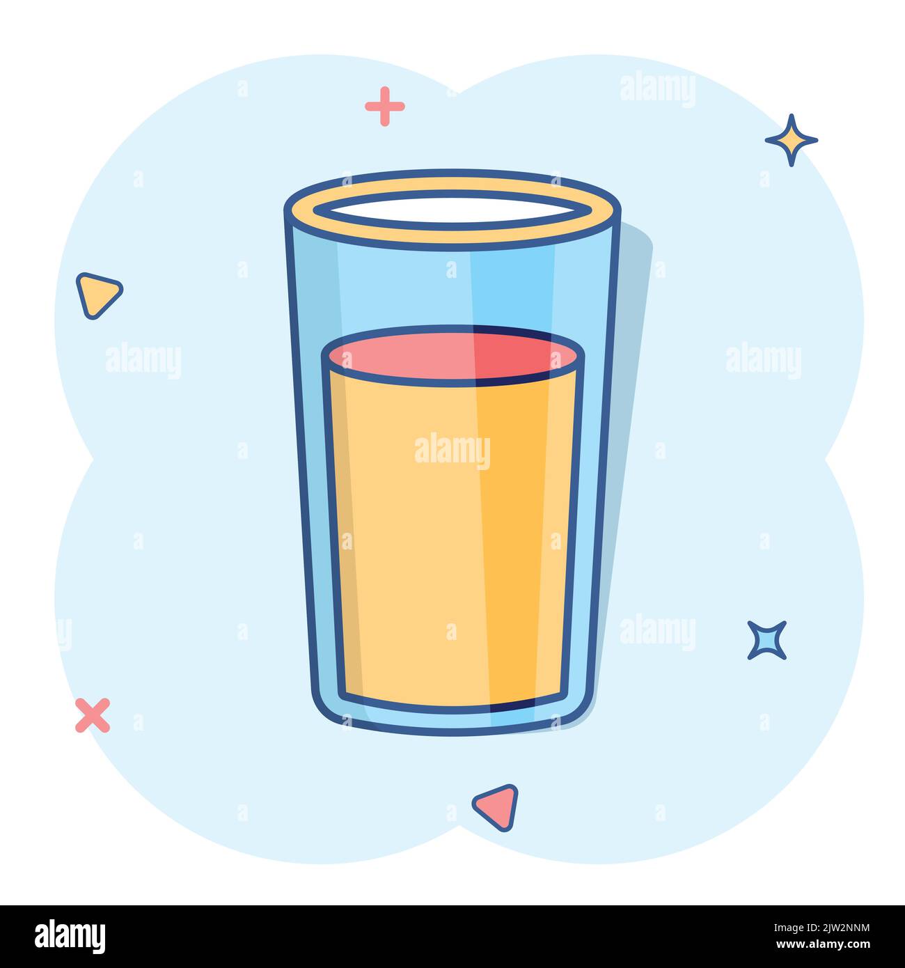 Juice glass icon in comic style. Soda glass vector cartoon illustration ...