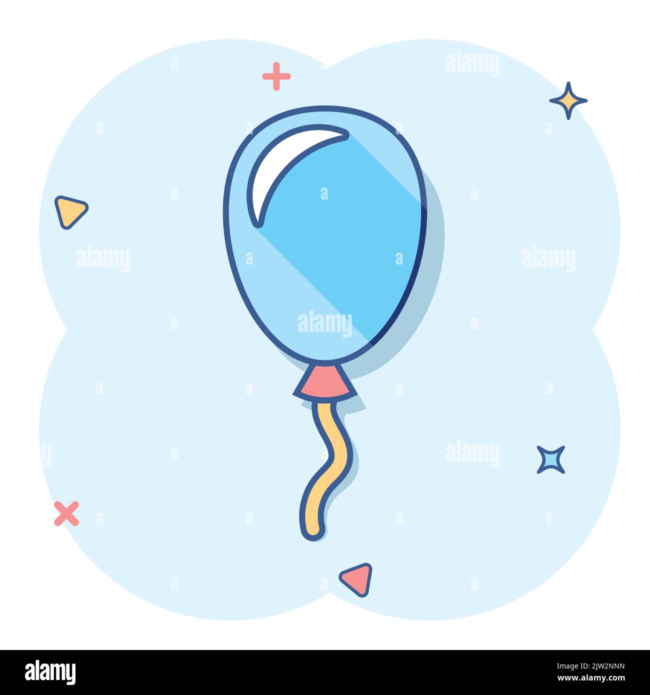 Vector cartoon air balloon icon in comic style. Birthday baloon concept ...