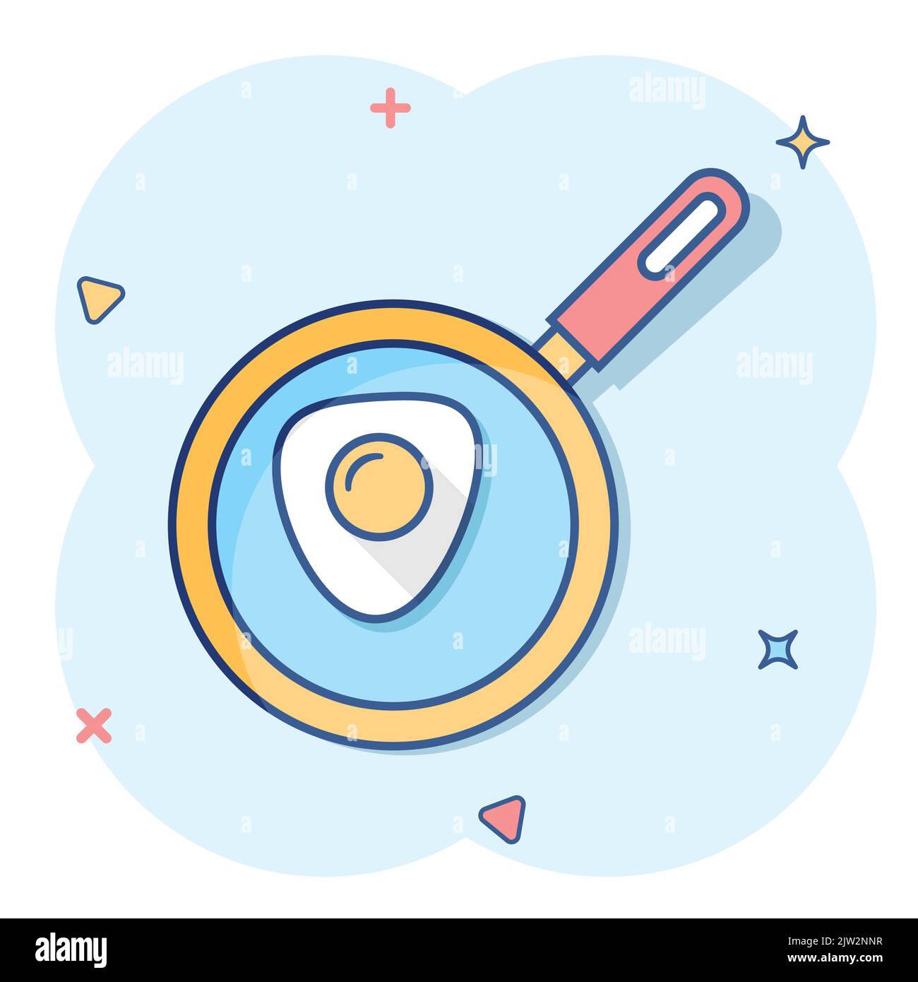 Vector cartoon frying pan icon in comic style. Cooking pan concept ...