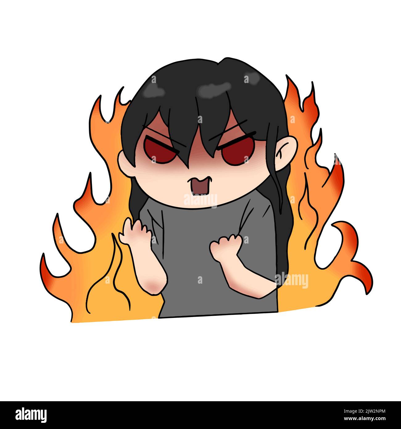 Cartoon anime cute anime girl angry illustration Stock Vector Image ...