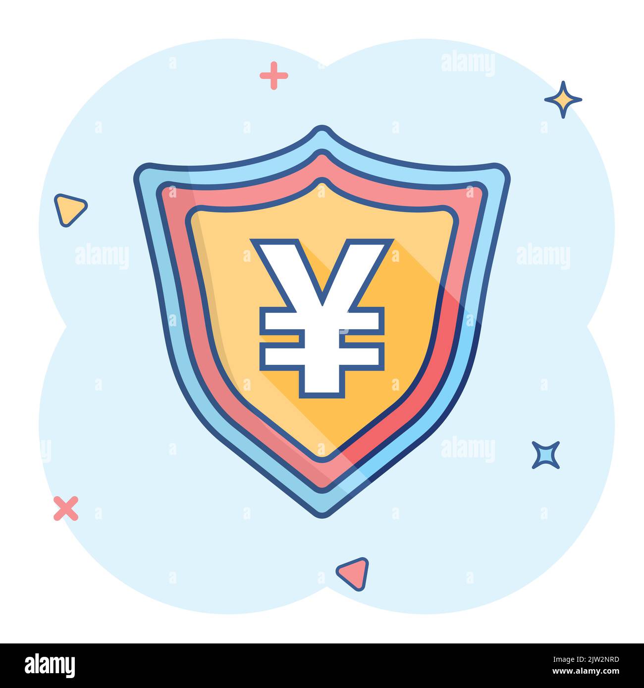 Vector cartoon yen, yuan shield money currency icon in comic style. Yen ...