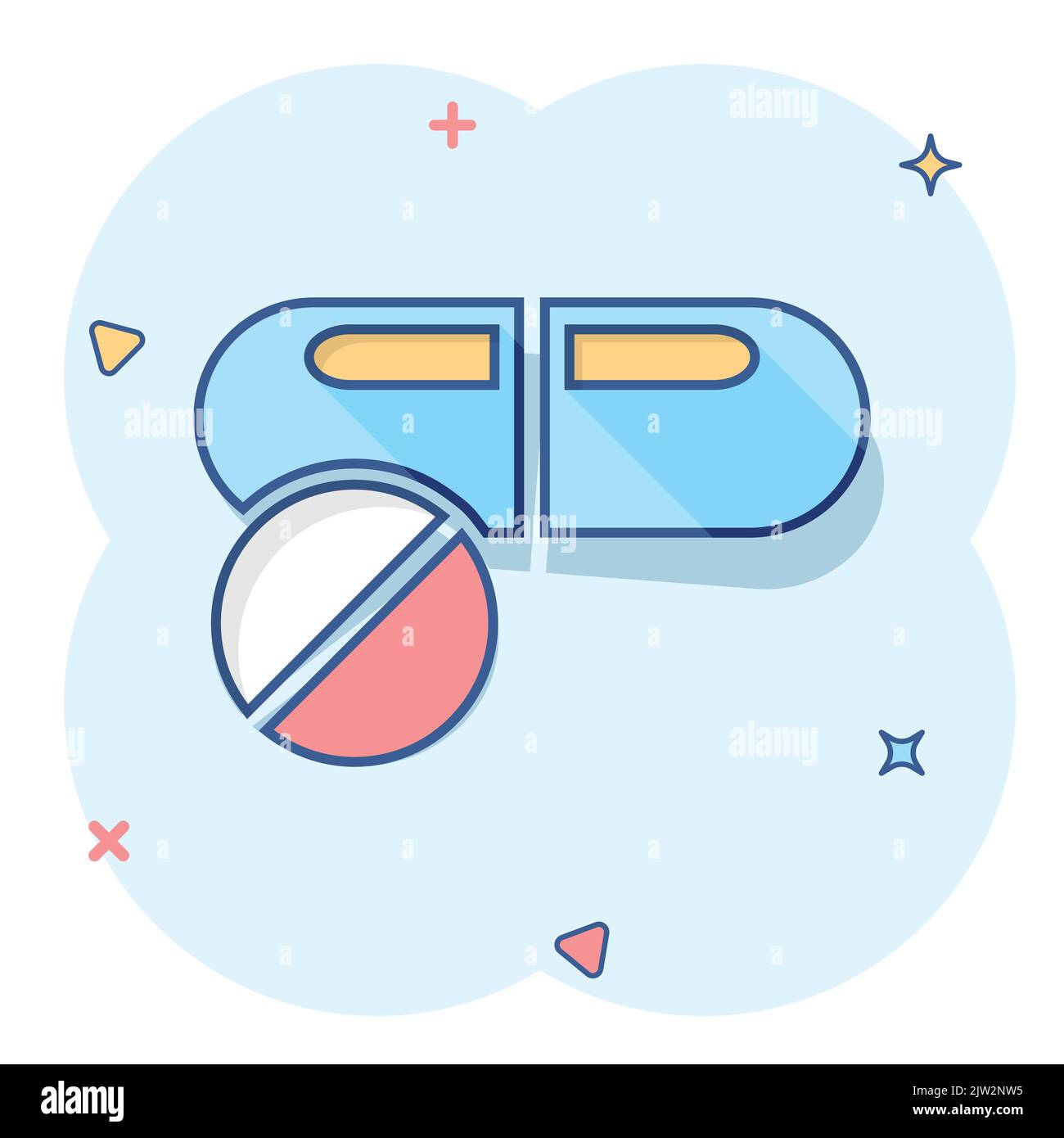 Vector cartoon capsule pills tablet icon in comic style. Medical pills ...