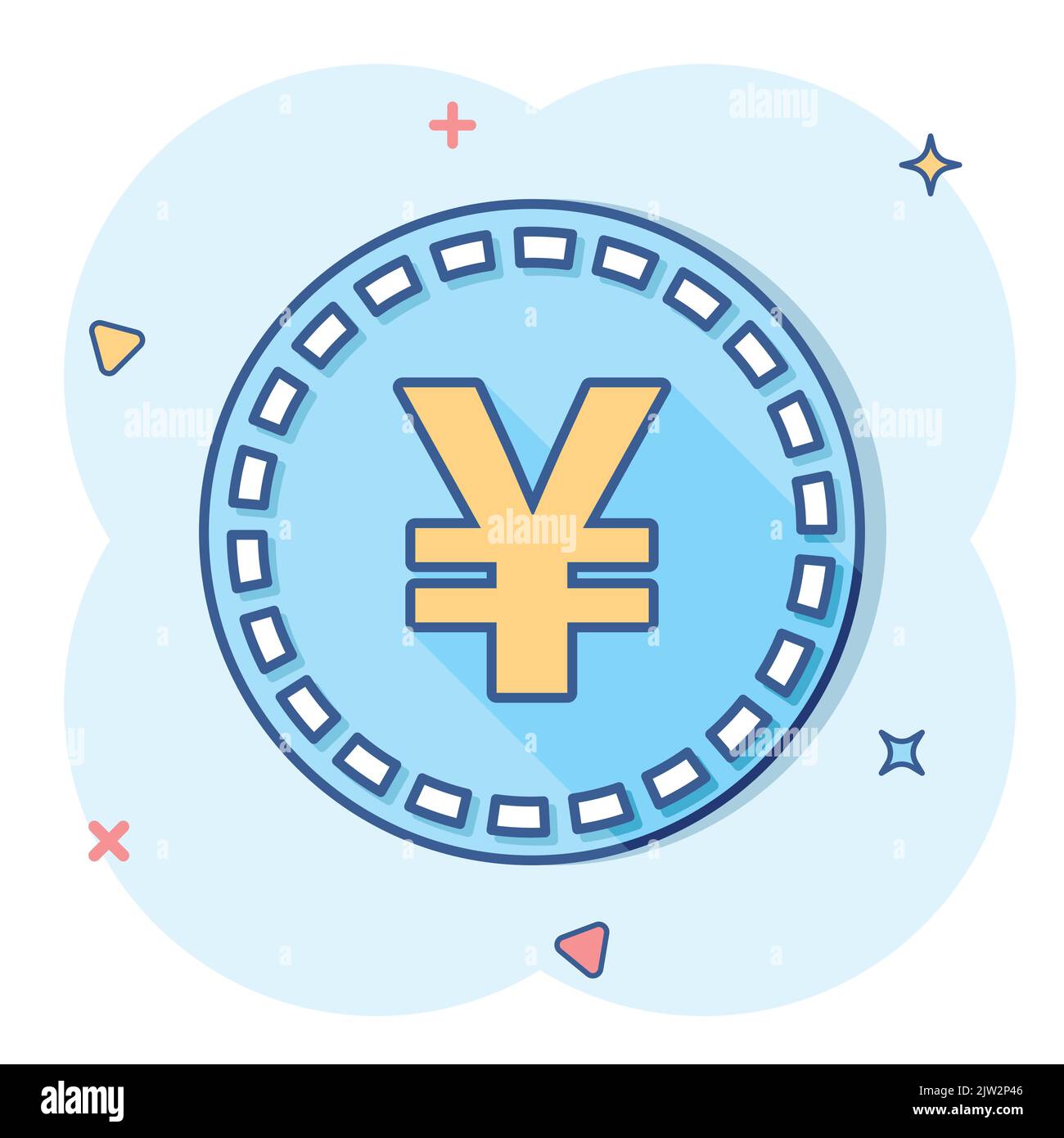 Vector cartoon yen, yuan money currency icon in comic style. Yen coin ...