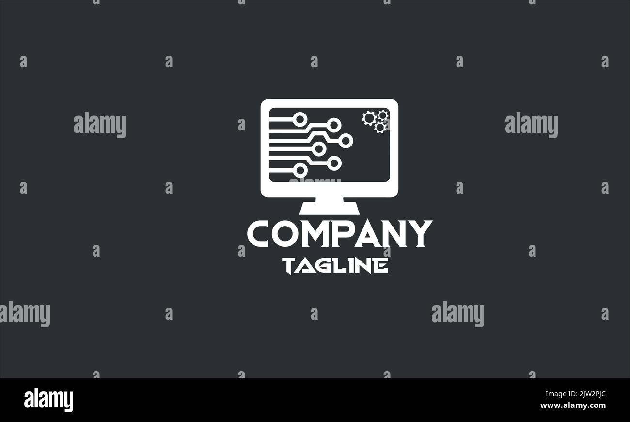 minimal computer service logo template Stock Vector Image & Art - Alamy