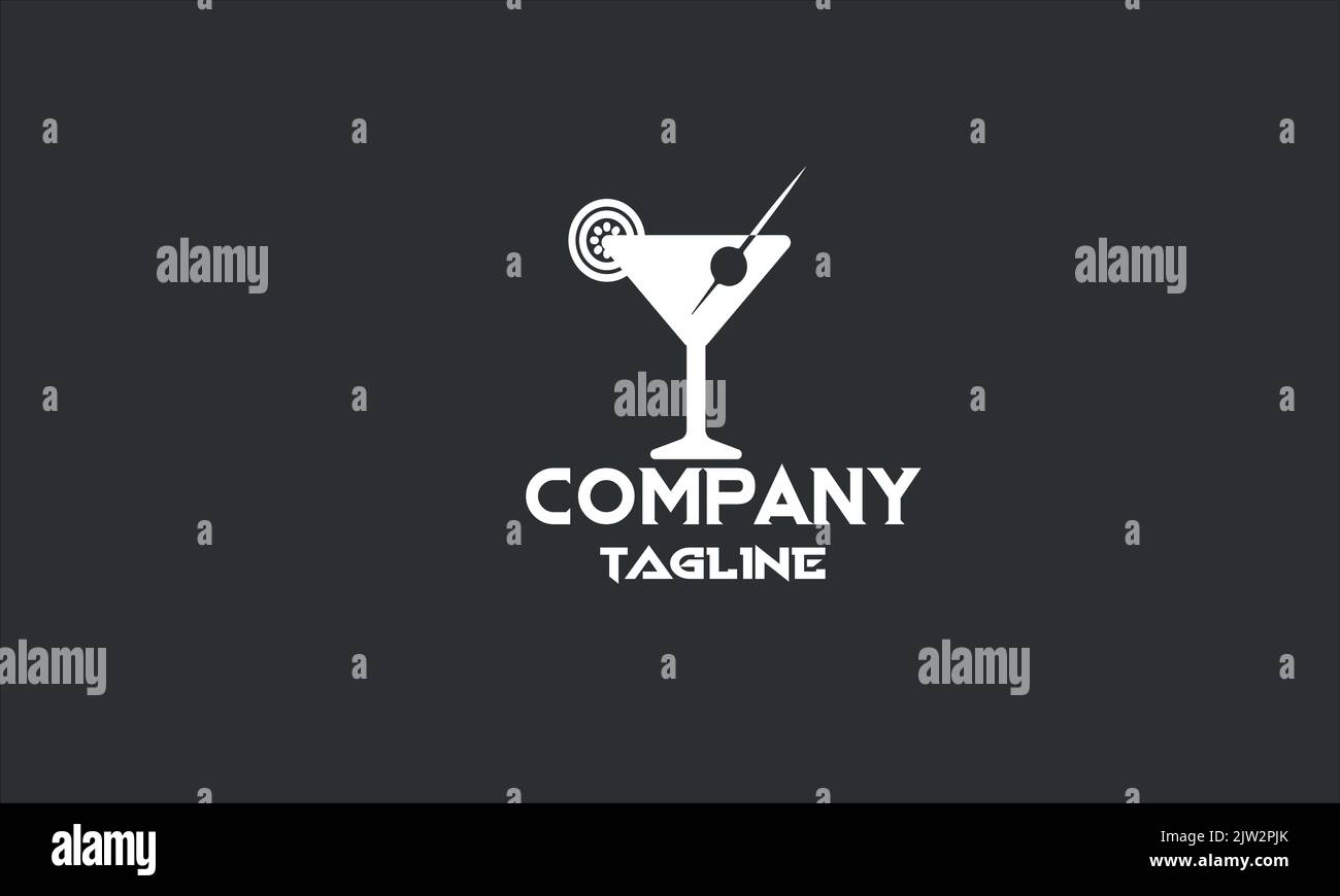 minimal cocktail bar logo template Stock Vector Image & Art - Alamy