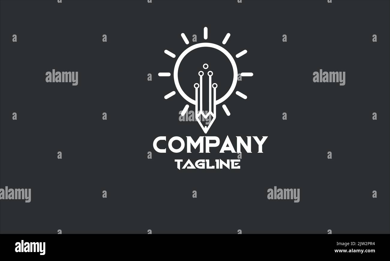 minimal bulb pen education logo template Stock Vector Image & Art - Alamy