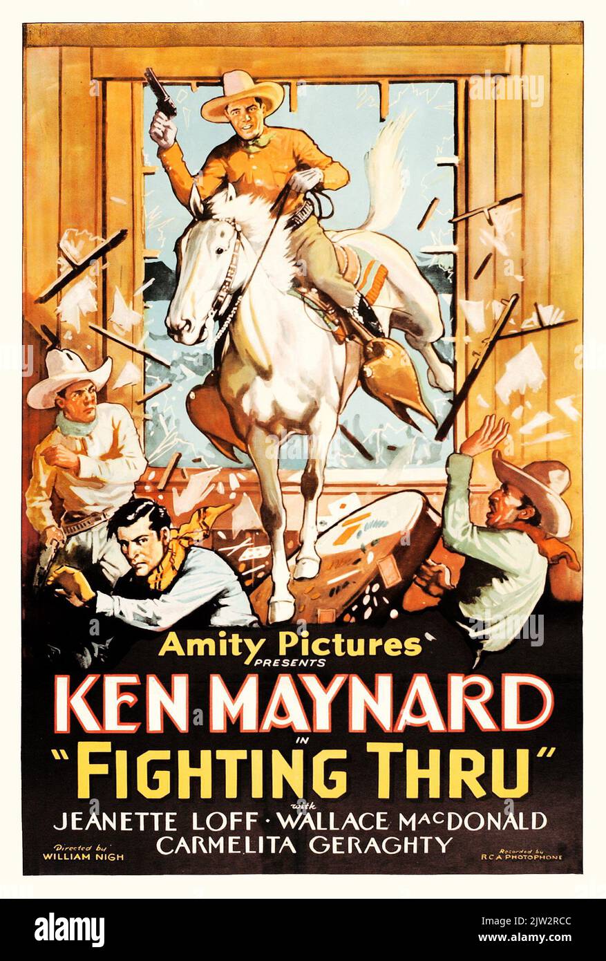 Vintage Western film poster - Fighting Thru (Amity, 1930) Ken Maynard ... Vintage Western film poster - Fighting Thru (Amity, 1930) Ken Maynard ...