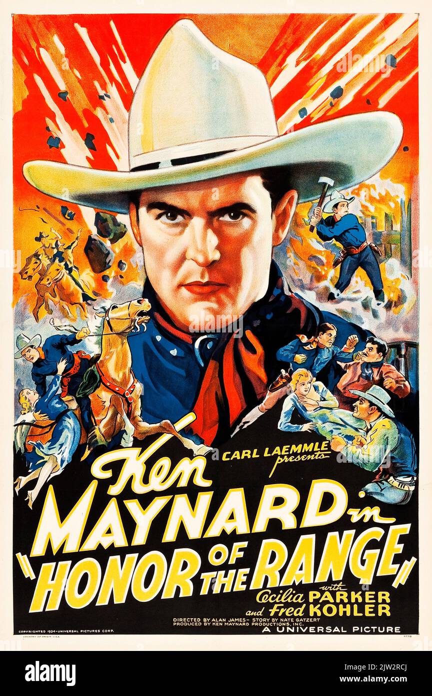 Vintage western. film poster - Ken Maynard - Honor of the Range ...