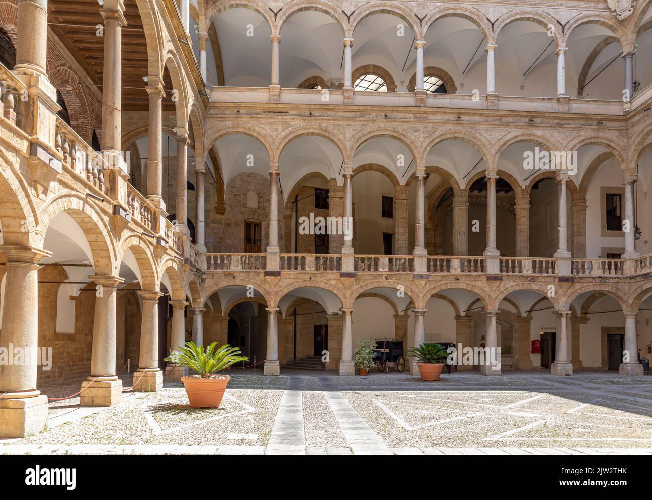 Palermo Italy July 6 2020 Courtyard Of Palazzo Dei Normanni palermo-italy-july-6-2020-courtyard-of-palazzo-dei-normanni