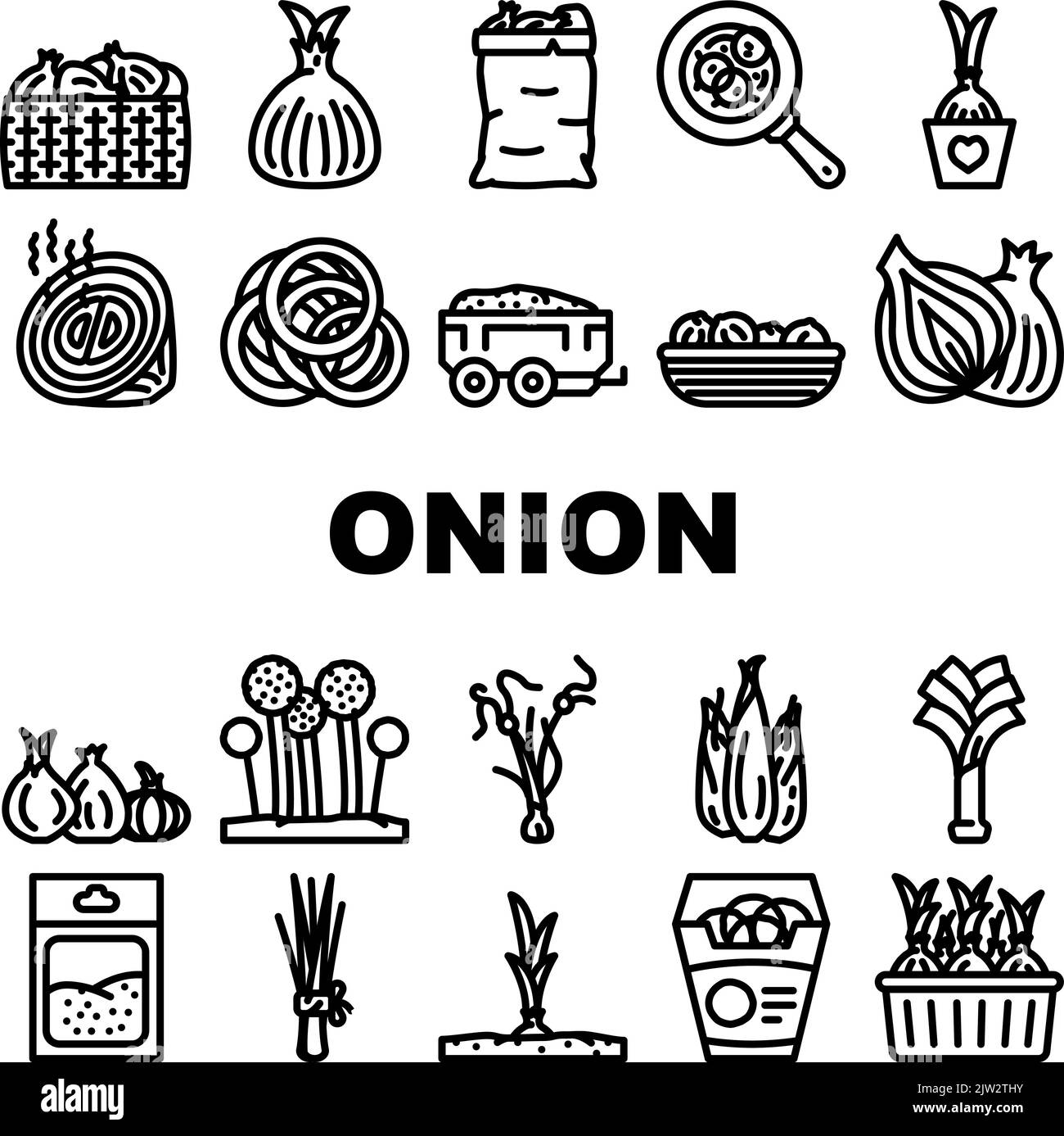 onion white red food vegetable icons set vector Stock Vector Image ...