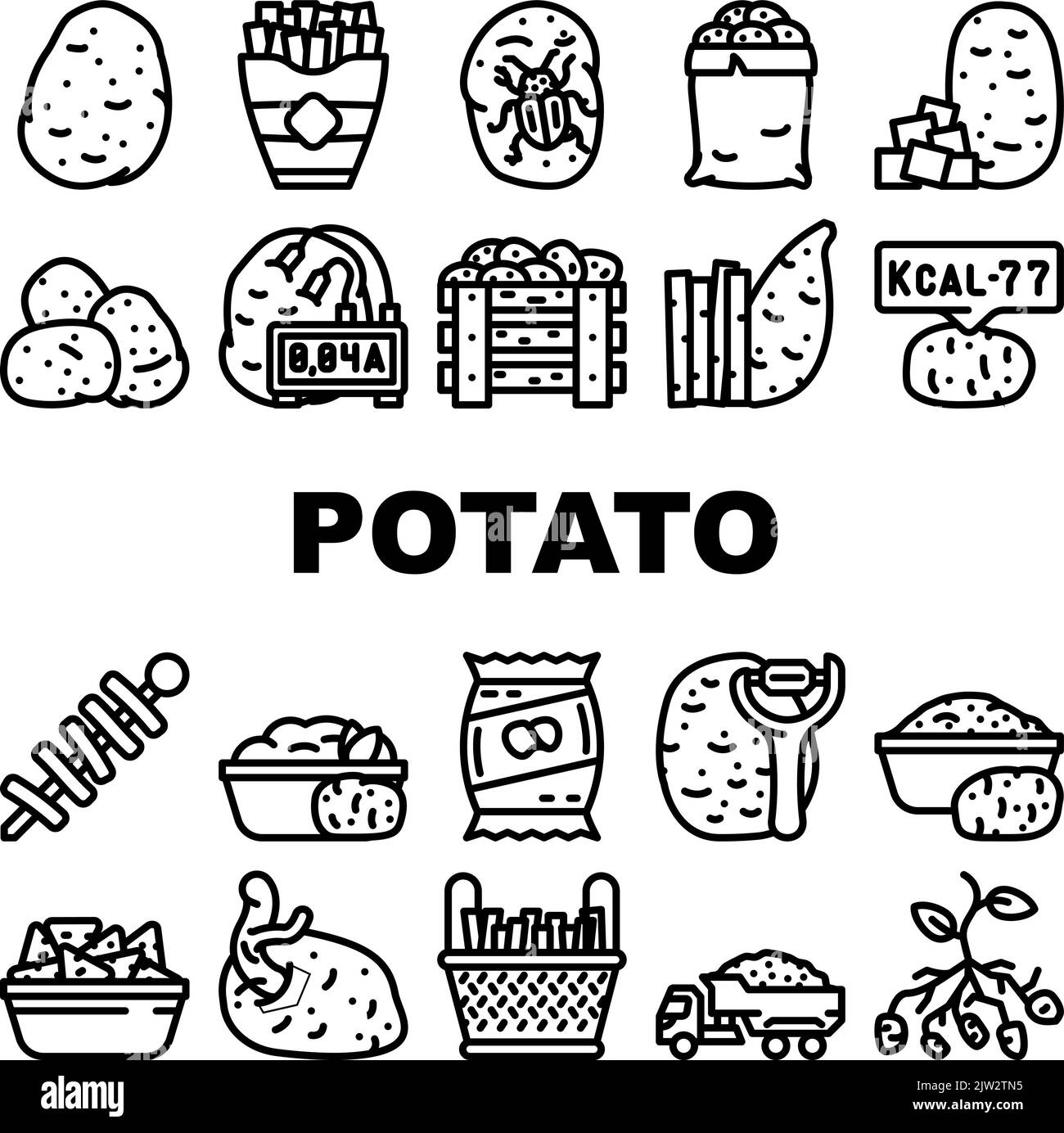potato vegetable food fresh icons set vector Stock Vector Image & Art ...