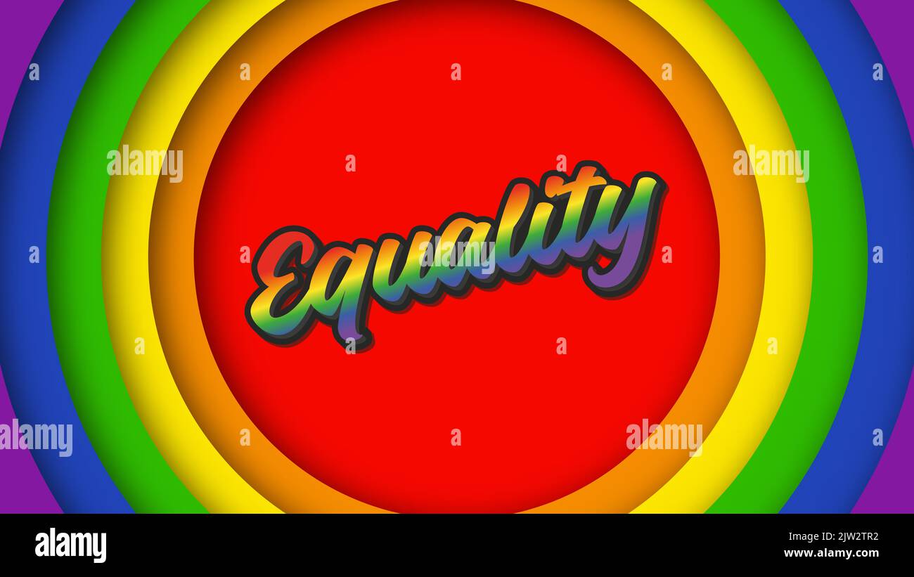 Equality lettering text on rainbow background in cute paper cut style ...