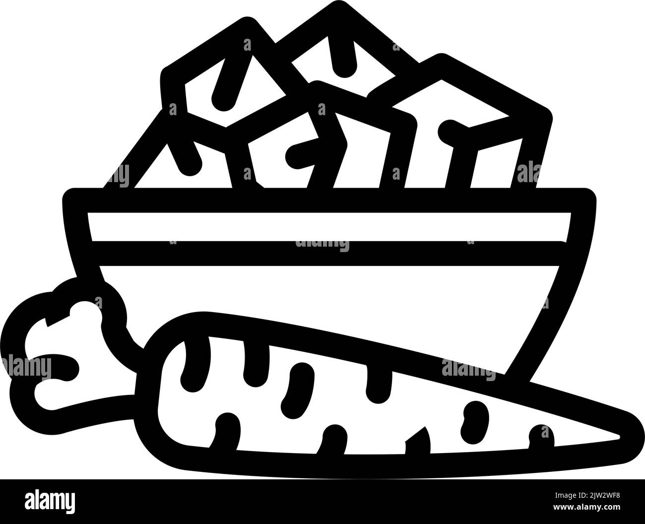 cut carrot cubes line icon vector illustration Stock Vector Image & Art ...