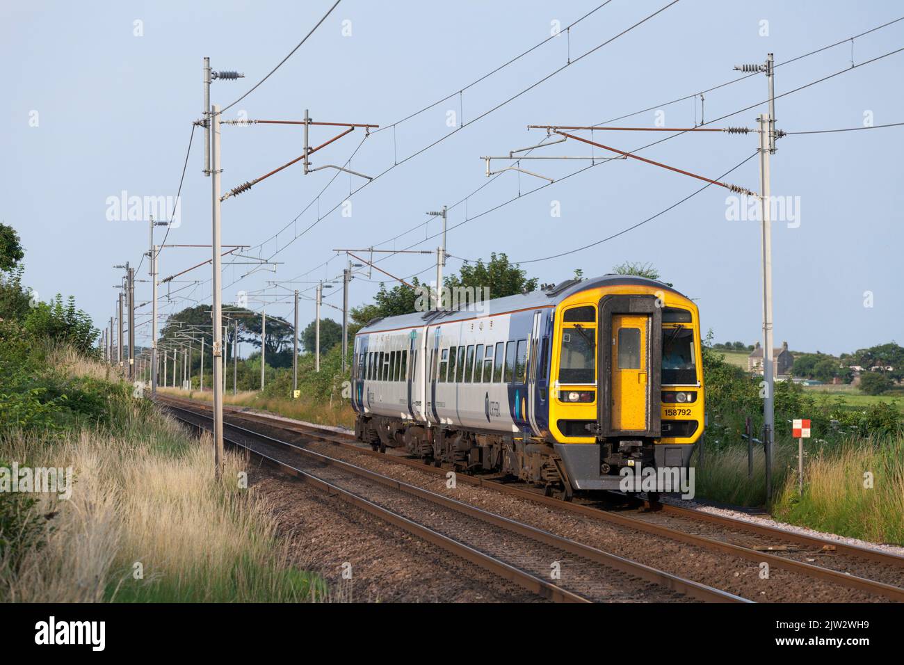 Northern Rail CAF class 158 diesel train 158792 on the electrified west ...
