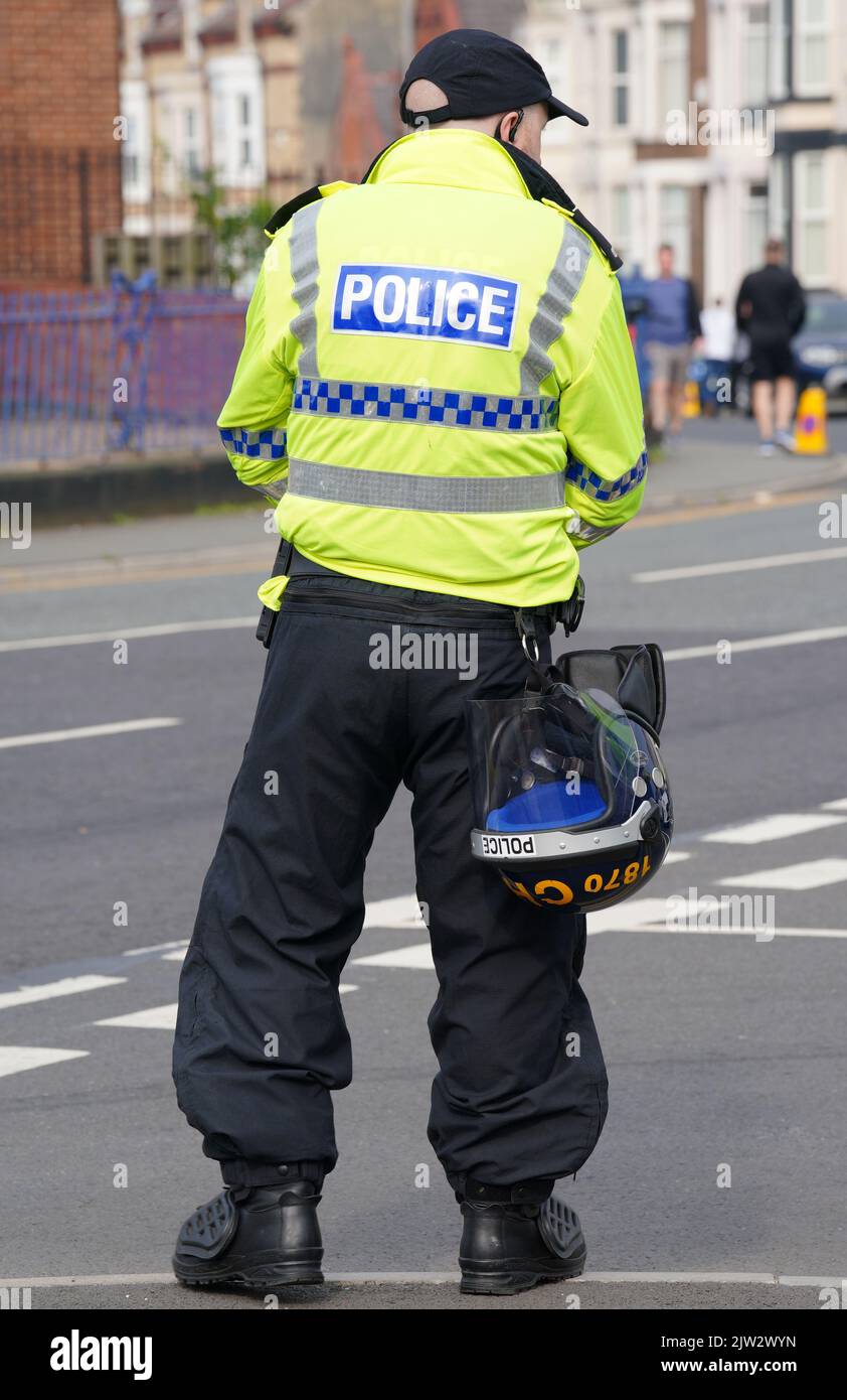 A police officer ahead of the Premier League match at Goodison Park ...
