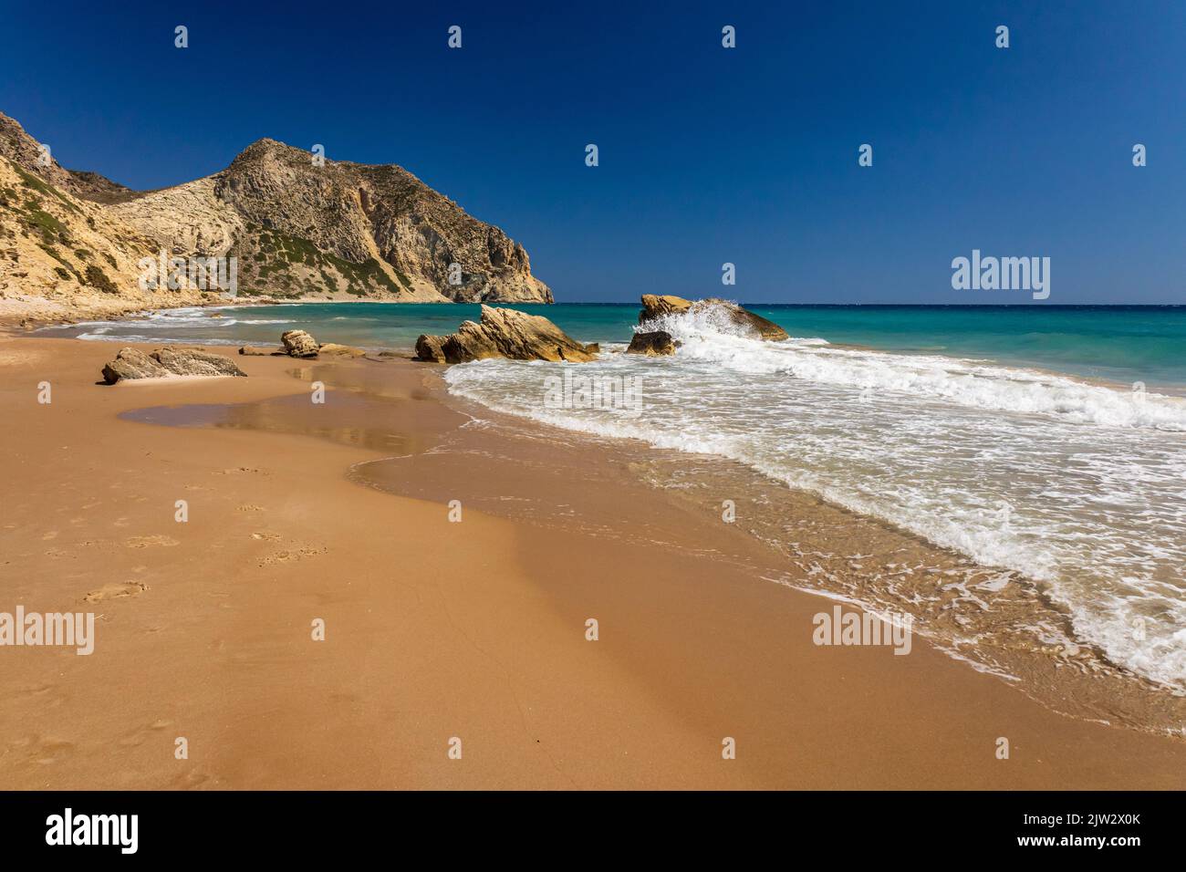 Beautiful day at the Kavo Paradiso beach in kos island, greece Stock ...