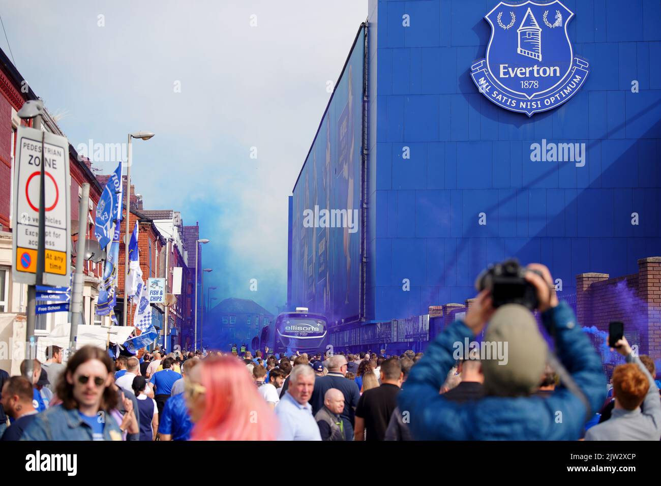 Fans arriving at the stadium ahead of the Premier League match at ...