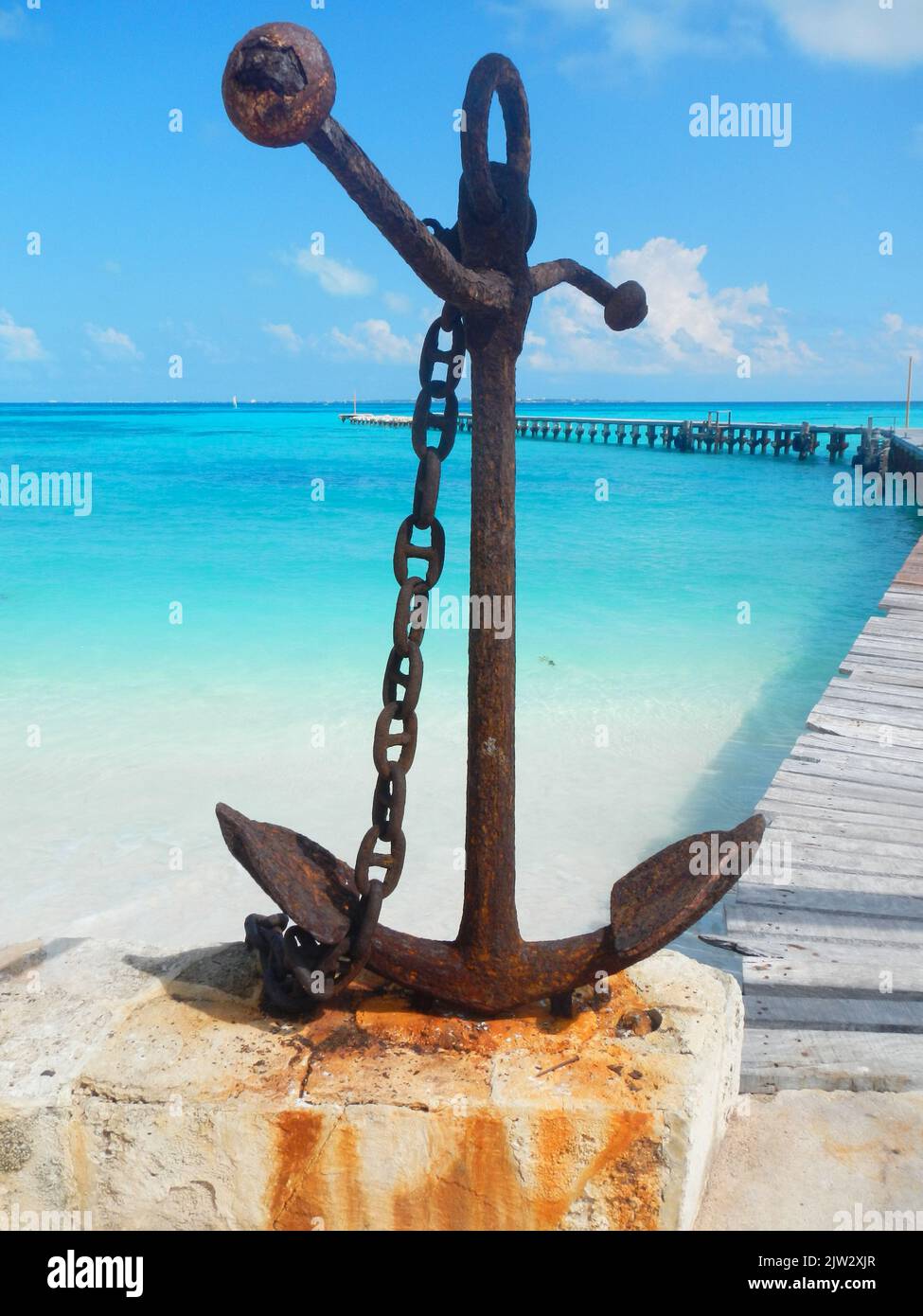 Rusty anchor on the coast in Mexico Stock Photo - Alamy