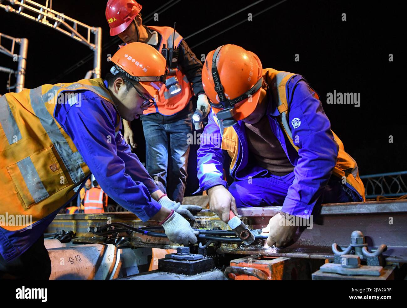 Shizhu. 2nd Sep, 2022. Staff members work at the construction site of ...