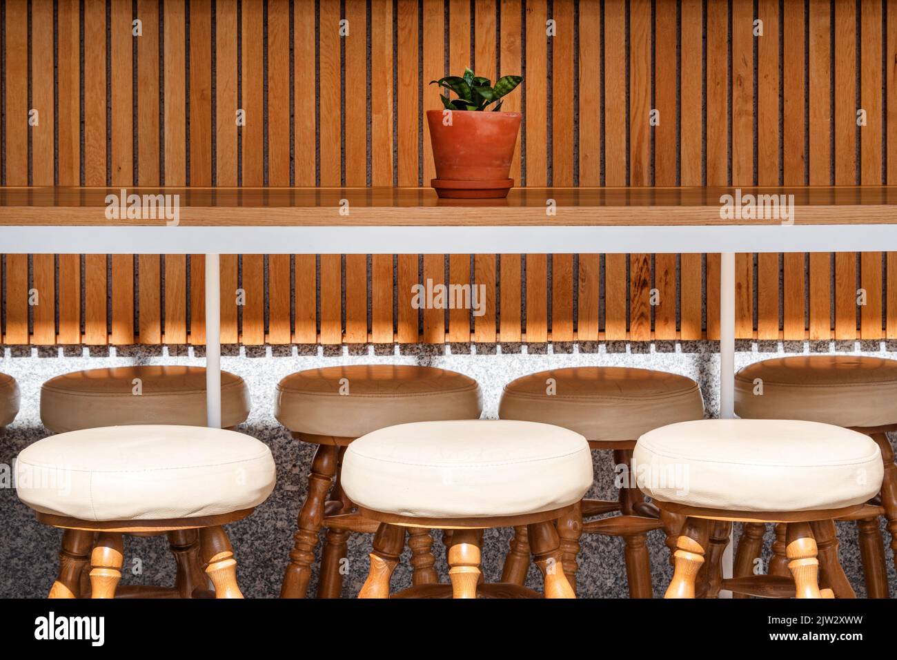 Bar chairs in empty comfortable restaurant. Concept of pub culture and ...