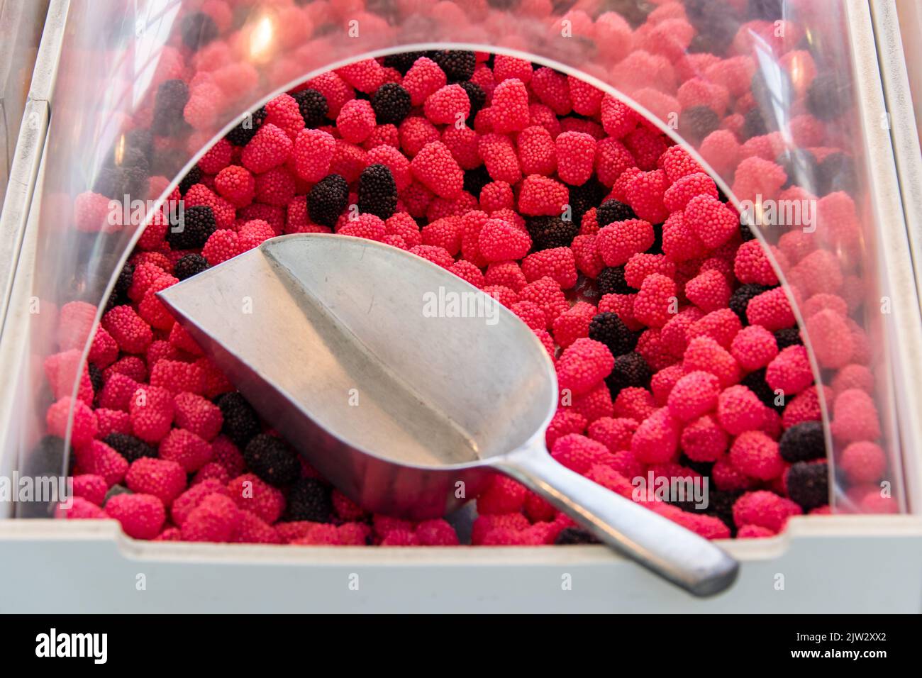 Jelly sweets, sweet chewy berry shaped gummies raspberry candy at candy ...