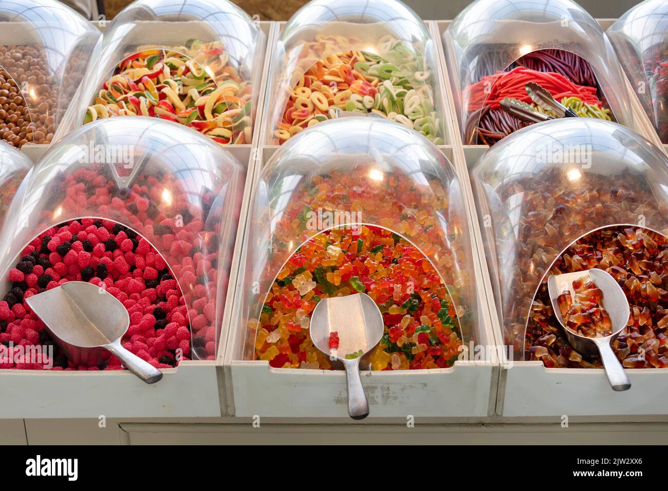 Candy sweets jelly, sweet chewy candies in different shapes at candy ...