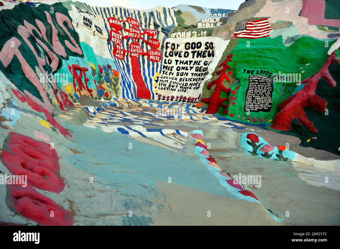 View of Salvation Mountain, in the California Desert area of Imperial ...