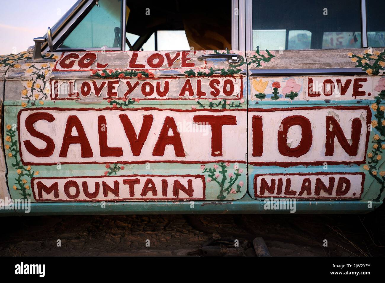 View of Salvation Mountain, in the California Desert area of Imperial ...