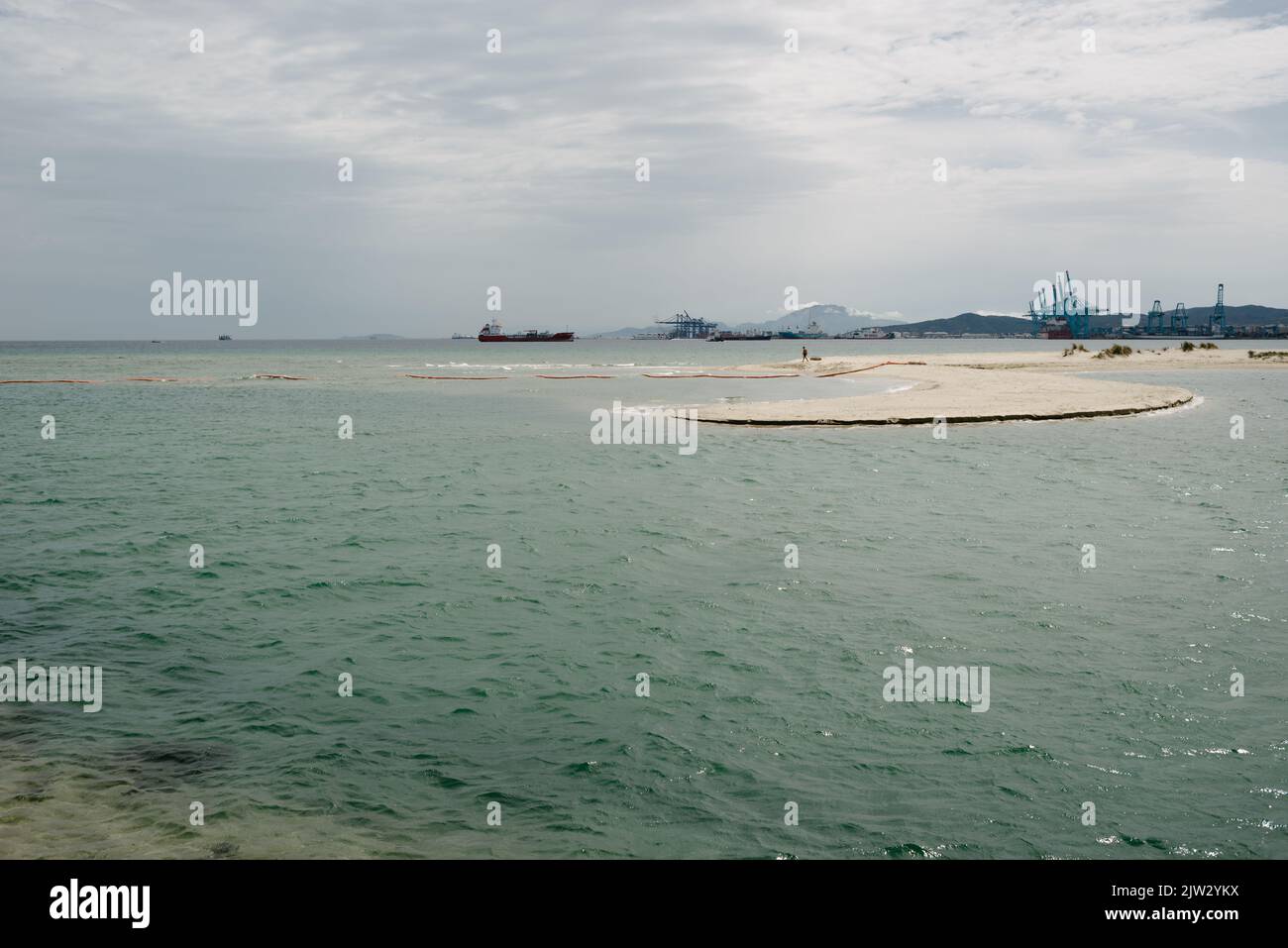 Oil spill in Gibraltar and the Andalusian coast. Absorbent protective ...