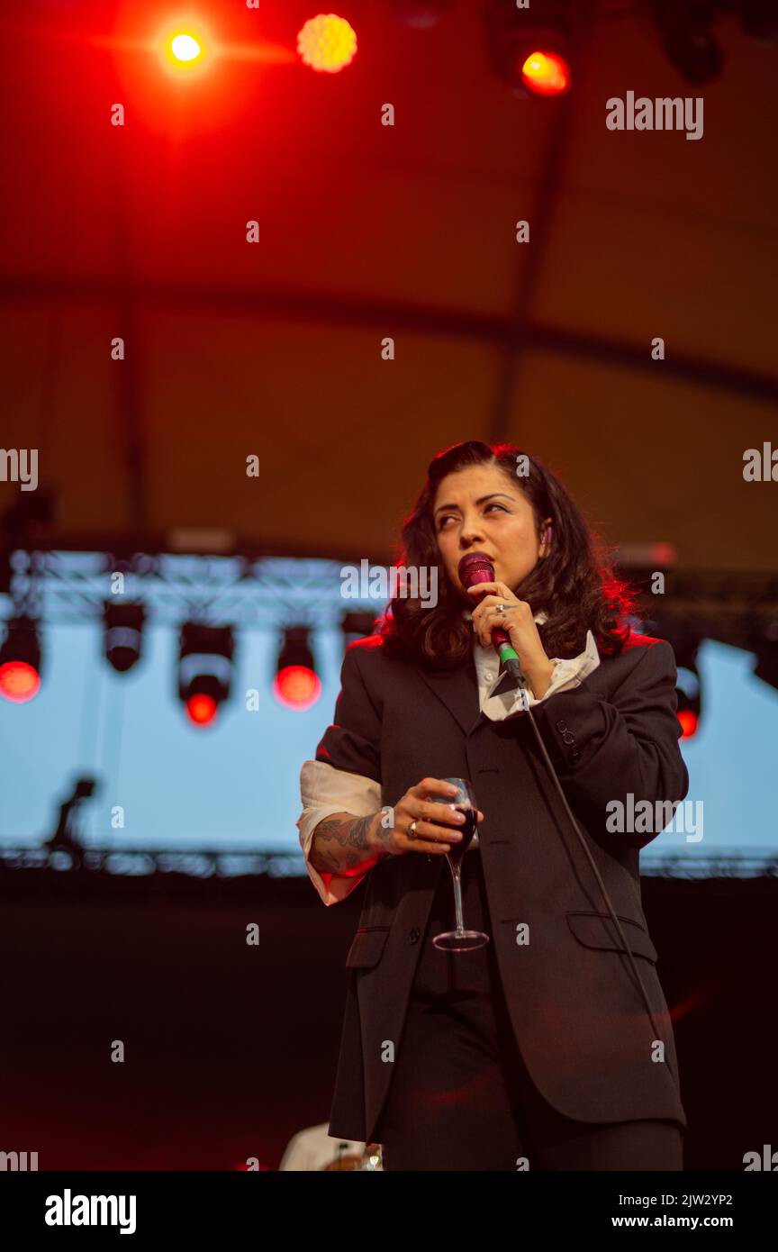 Chilean artist Mon Laferte performs live during Vive Latino 2022 ...